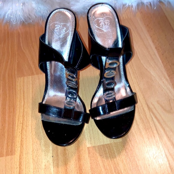 bebe | Shoes | Bebe Logo Black Vinyl Shiny Wedge Platform Heels | Poshmark